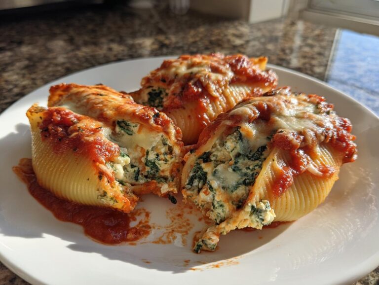 Creamy Baked Spinach and Ricotta Stuffed Shells Recipe