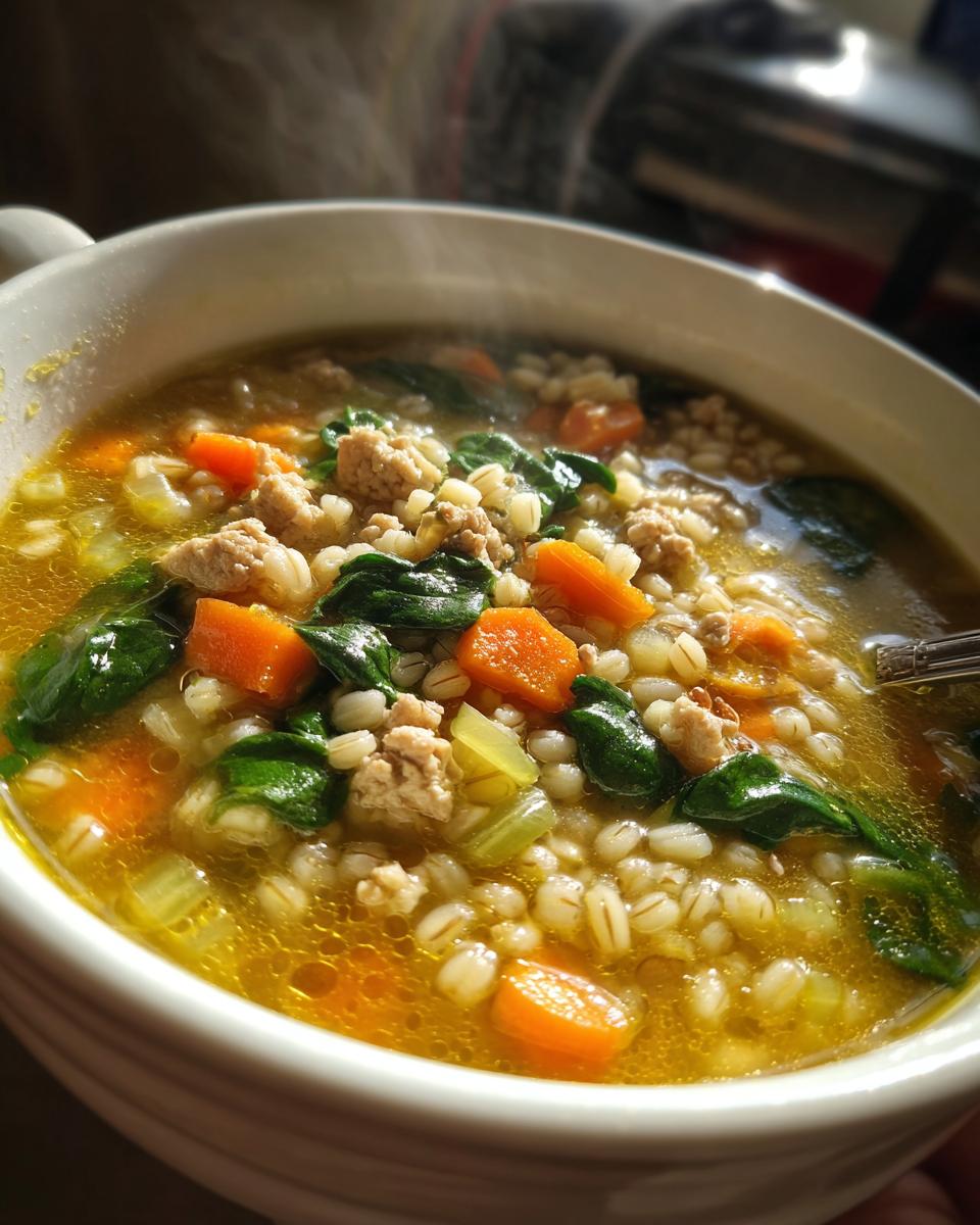Hearty 30-Minute Veggie Packed Turkey Soup with Barley - quickyrecipes.com
